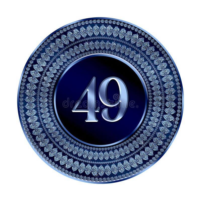The Number "49" in Silver Against a Dark Blue Background. Stock ...