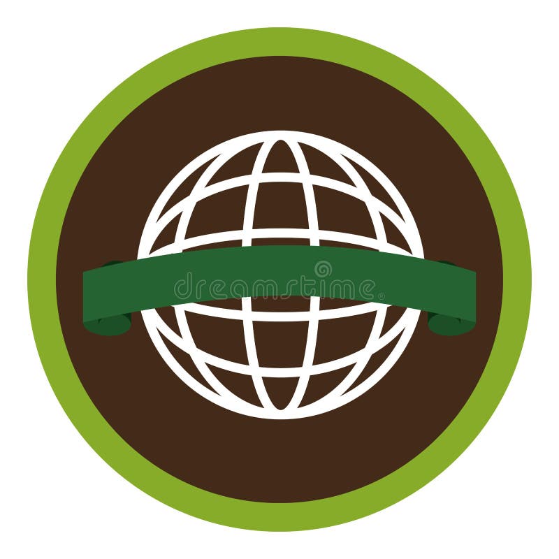 Circular Emblem with World Eco Sketch Stock Vector - Illustration of ...