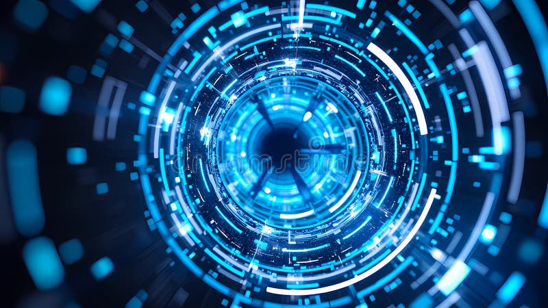 Circular Energy Waves with Scattered Blue Particles Stock Illustration ...