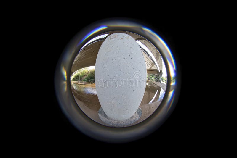 Circular Fish Eye Lens View of a Concrete Bridge Post Stock Photo ...
