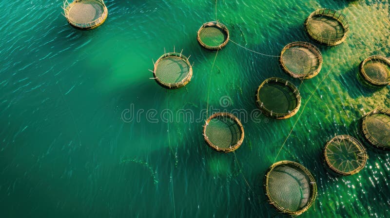 The Circular Fish Nets.AI Generated Image Stock Photo - Image of farm ...