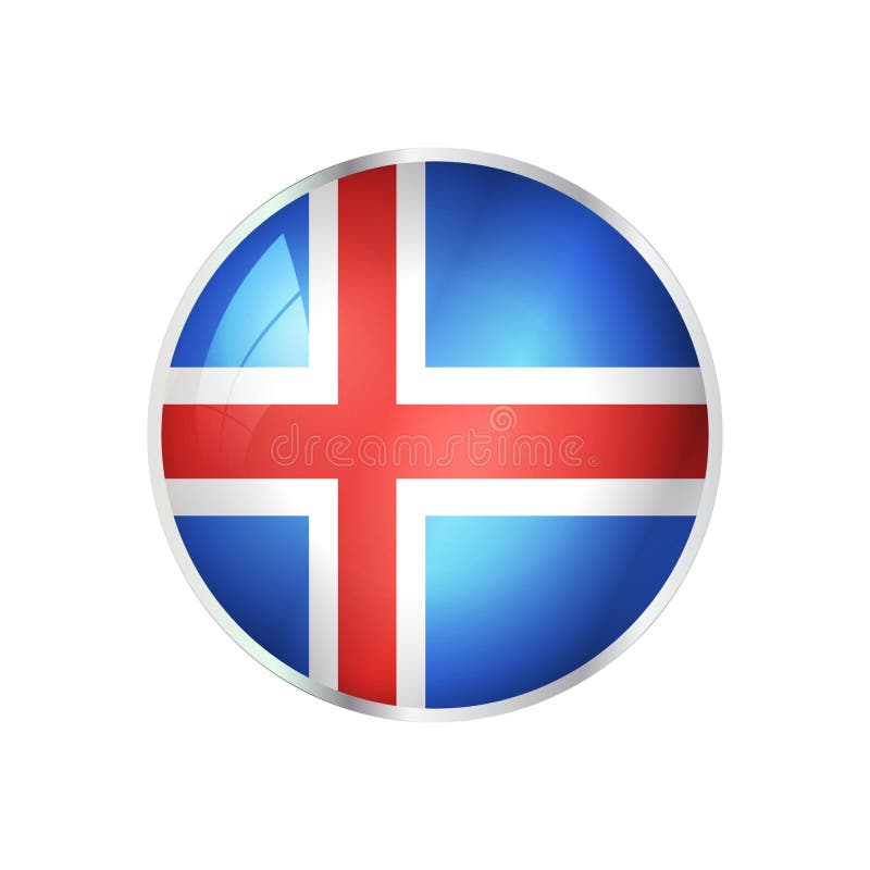 Round National Flag Pin of Iceland Stock Image - Illustration of glossy ...