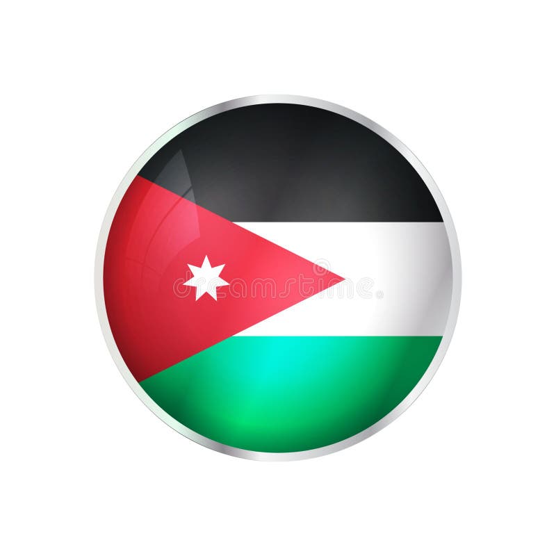 Round National Flag Pin of Jordan Stock Image - Illustration of label ...