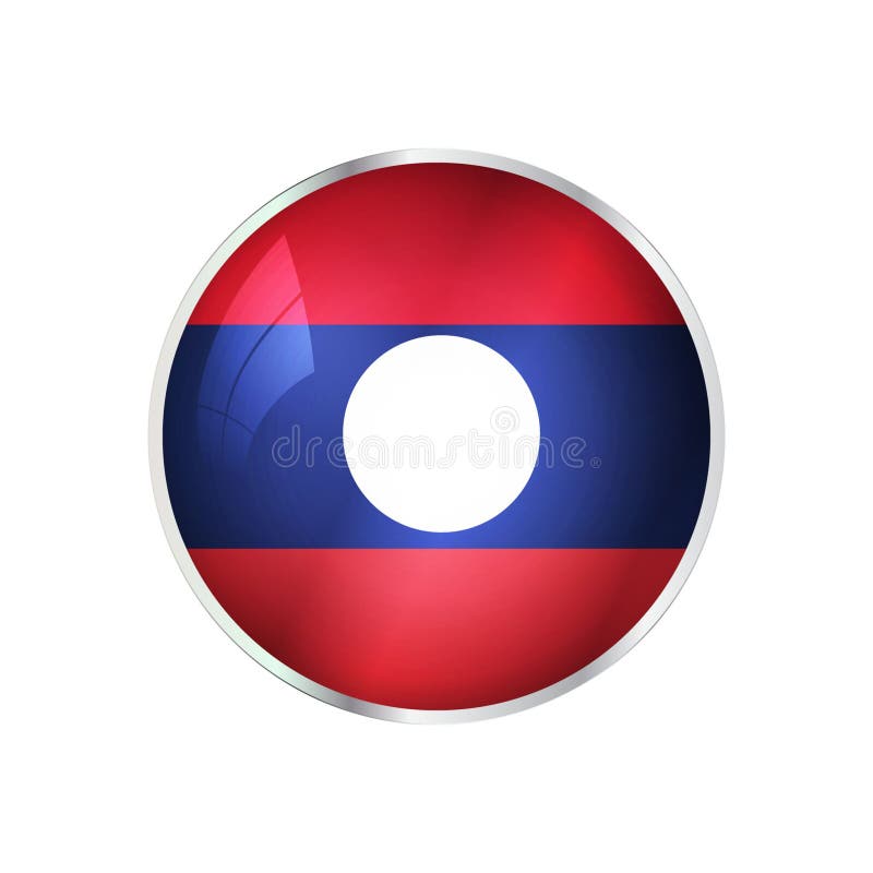 Round National Flag Pin of Laos Stock Illustration - Illustration of ...