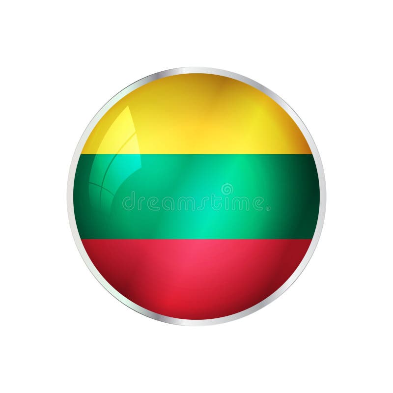 Round National Flag Pin of Lithuania Stock Illustration - Illustration ...