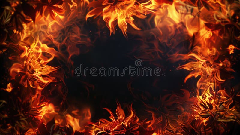 A Circular Flame Surrounded by Darkness, Great for Use in Dramatic or ...