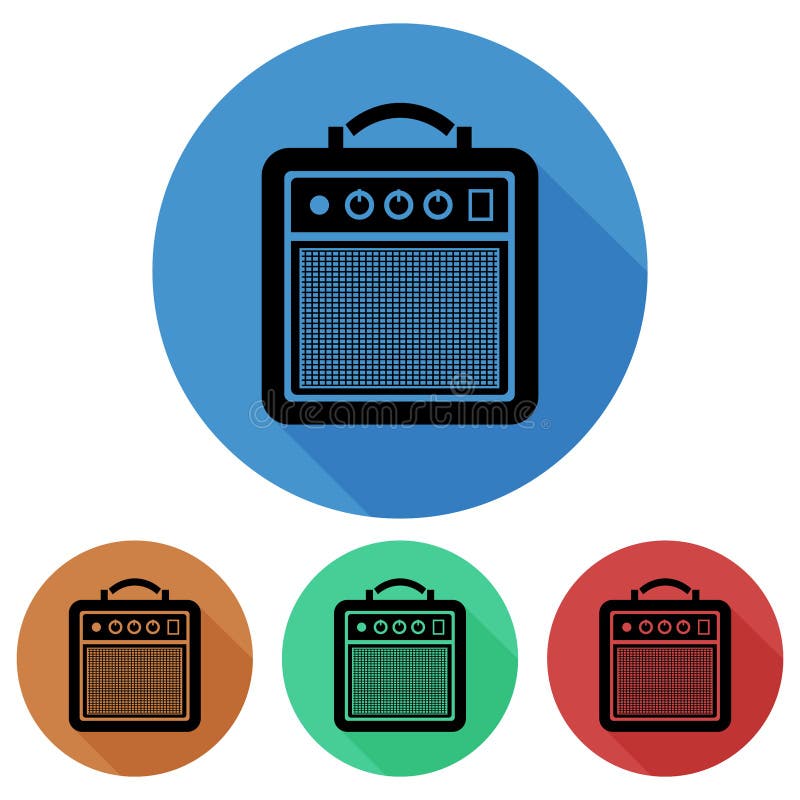 Circular, Flat Guitar Amp Amplifier Icon with a Shadow. Four Variations Stock Vector ...