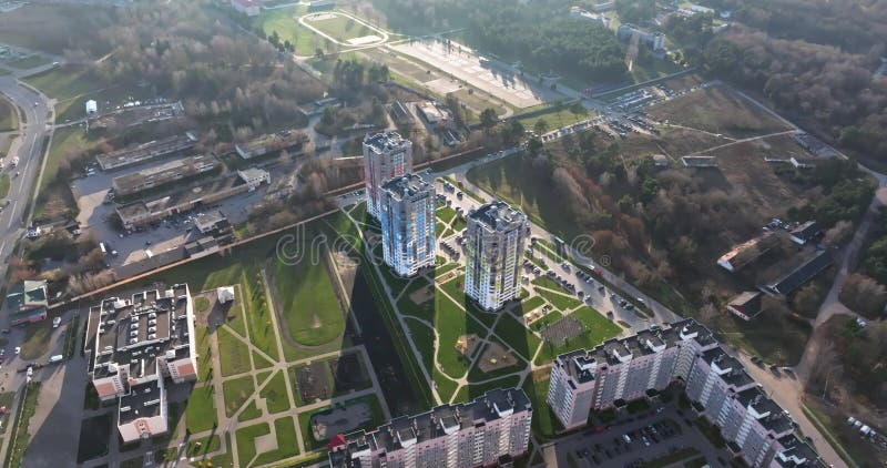 Circular Flight and Panoramic View of Several High-rise Skyscrapers in ...