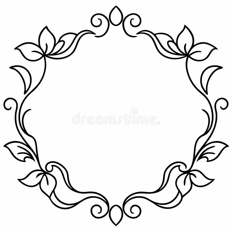 A Circular Floral Design Made Up of Elegant, Symmetrical Black Lines ...