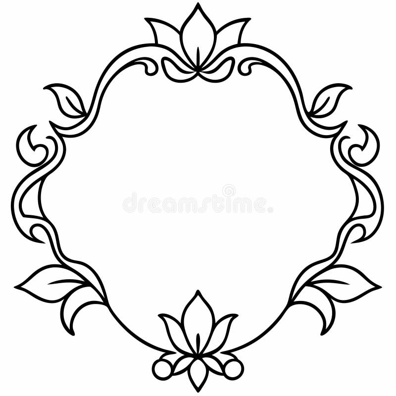 A Circular Floral Design Made Up of Elegant, Symmetrical Black Lines ...