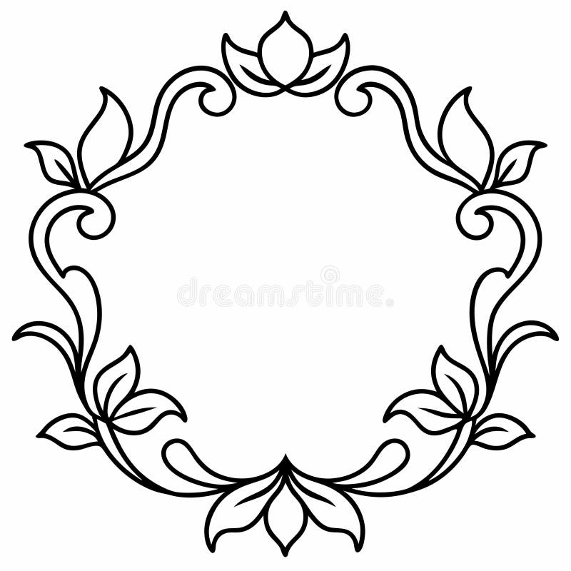 A Circular Floral Design Made Up of Elegant, Symmetrical Black Lines ...