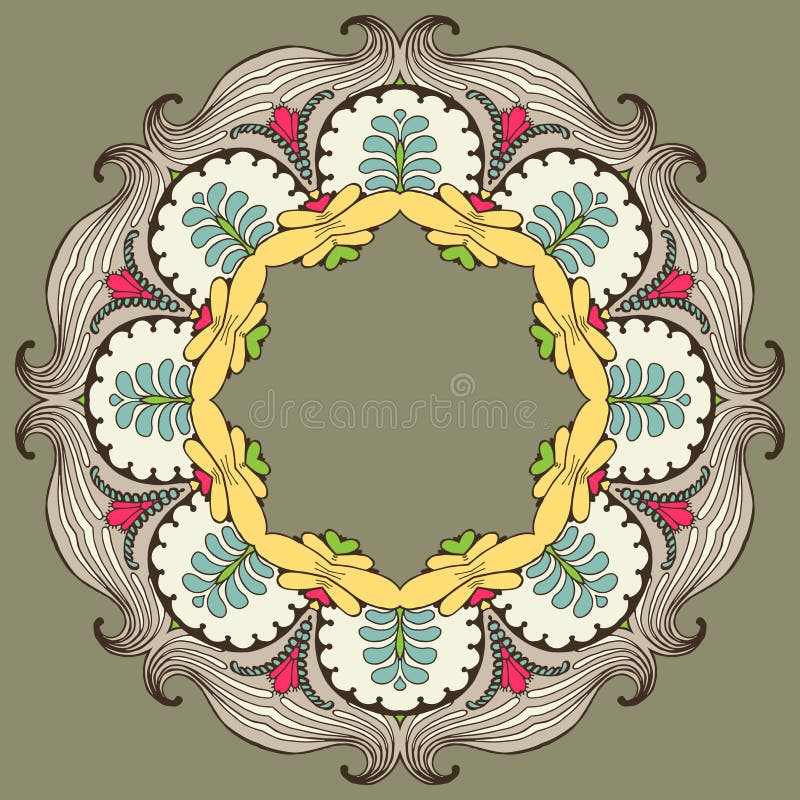 Circular Floral Ornament stock vector. Illustration of lace - 52183278