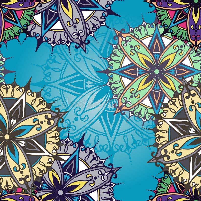 Seamless Pattern with Compasses Drawn with Floral Elements Stock Vector ...