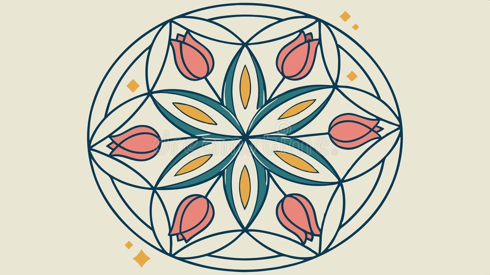Circular Floral Pattern, Decorative Element Vector Design Generative AI ...