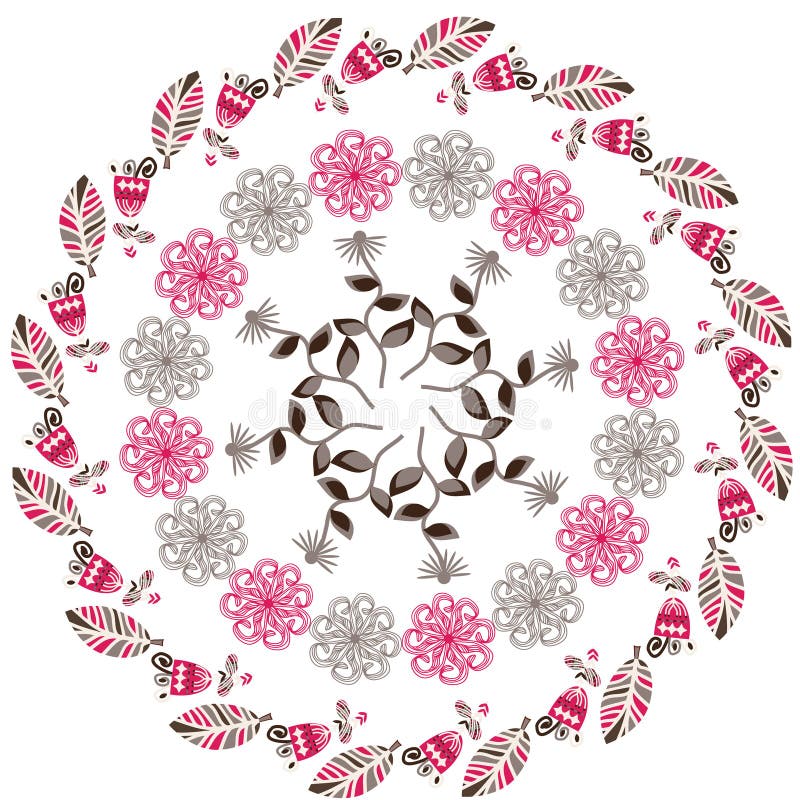 Circular Floral Pattern, Illustration. Cute Temp Stock Vector ...