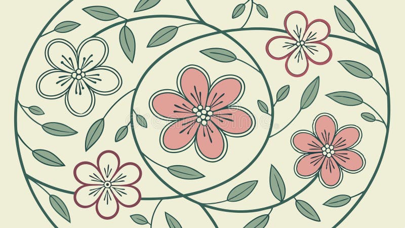 Circular Floral Pattern Vector Illustration, Decorative Flower Art ...