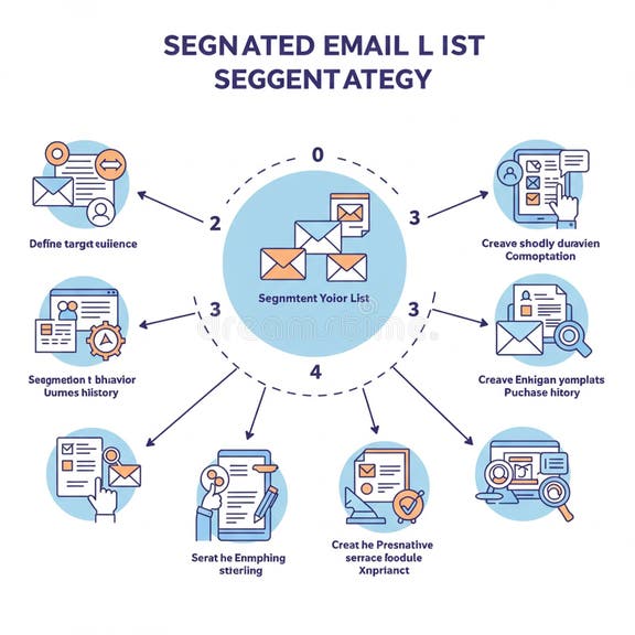 Circular Flowchart Illustrating Segmented Email List Strategies with Misspelled Text. it Stock ...