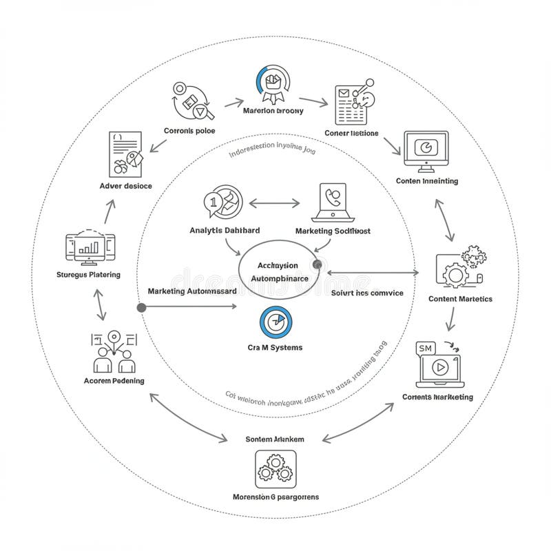 Circular Flowchart with Multiple Interconnected Elements, Illustrating ...