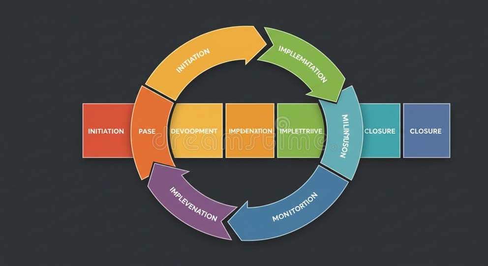 Circular Flowchart Representing a Process with Colored Arrows and ...