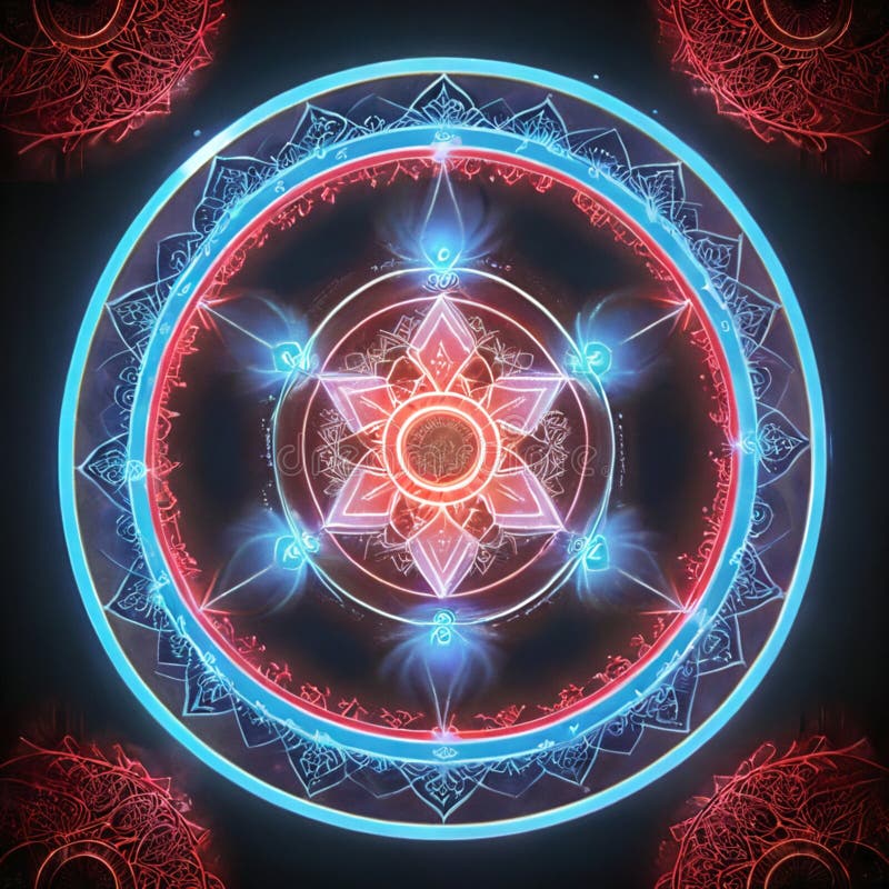 Circular Flower of Life Symbol on Pure Black Background Stock ...