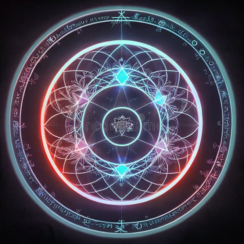 Circular Flower of Life Symbol on Pure Black Background Stock ...