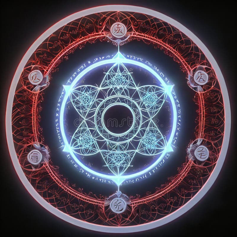 Circular Flower of Life Symbol on Pure Black Background Stock ...