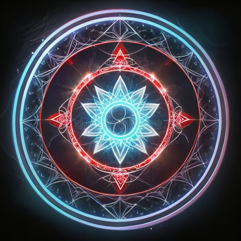 Circular Flower of Life Symbol on Pure Black Background Stock ...