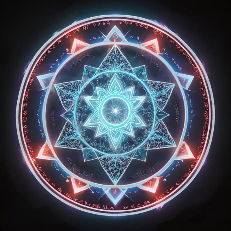 Circular Flower of Life Symbol on Pure Black Background Stock ...