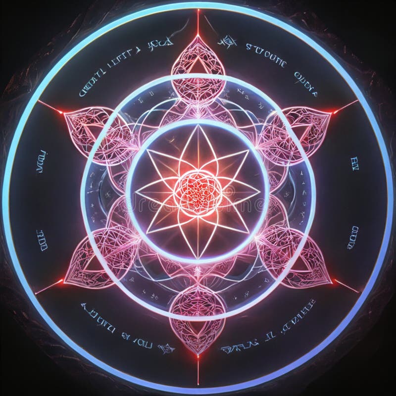 Circular Flower of Life Symbol on Pure Black Background Stock ...