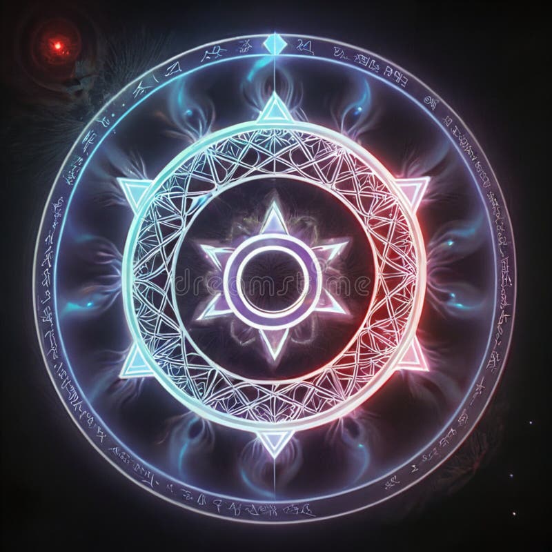 Circular Flower of Life Symbol on Pure Black Background Stock ...