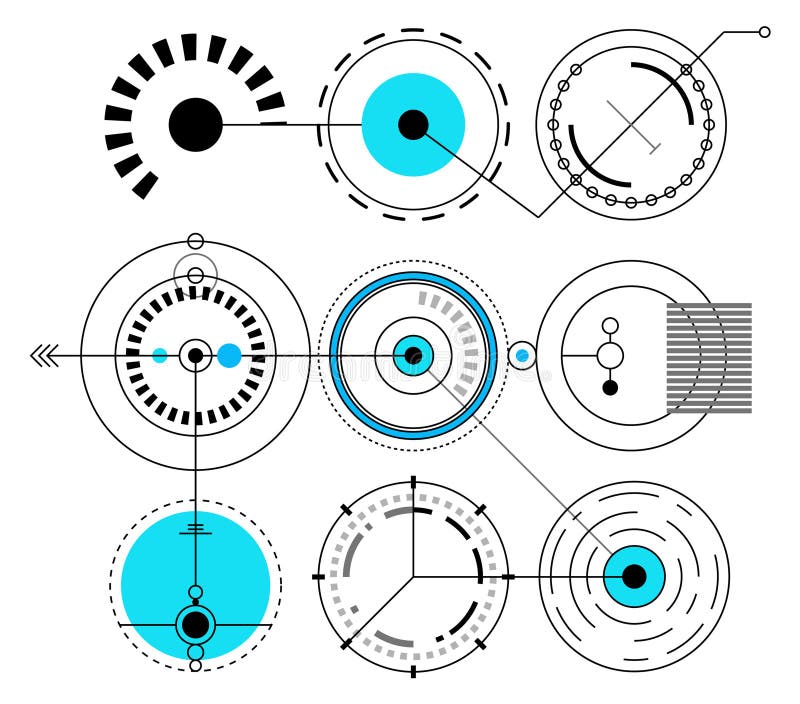 Circular Form Abstract Pattern Element in Futuristic Tech Style Stock ...