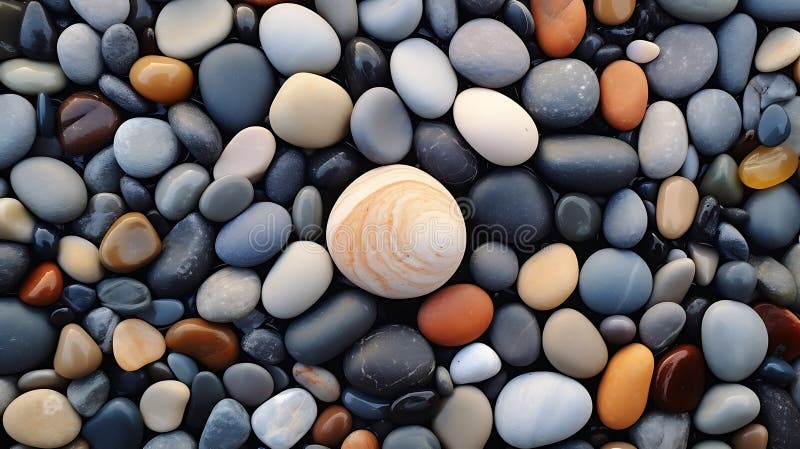 Circular Formation of Sea Pebbles Intricate Stone Patterns Against a ...