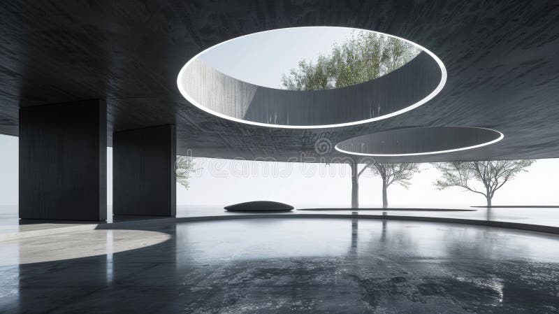 Circular Forms Suspended in a Tranquil Void Stock Photo - Image of ...