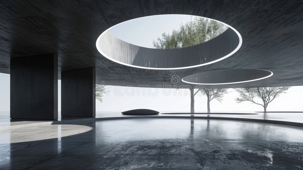 Circular Forms Suspended in a Tranquil Void Stock Photo - Image of ...