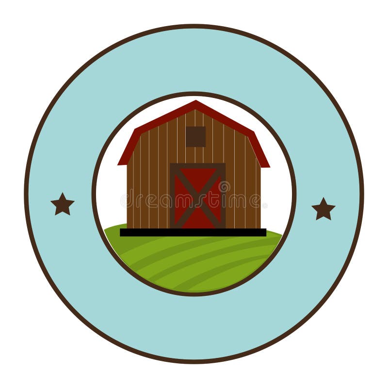 Circular Frame with Barn of Two Floors Stock Vector - Illustration of ...