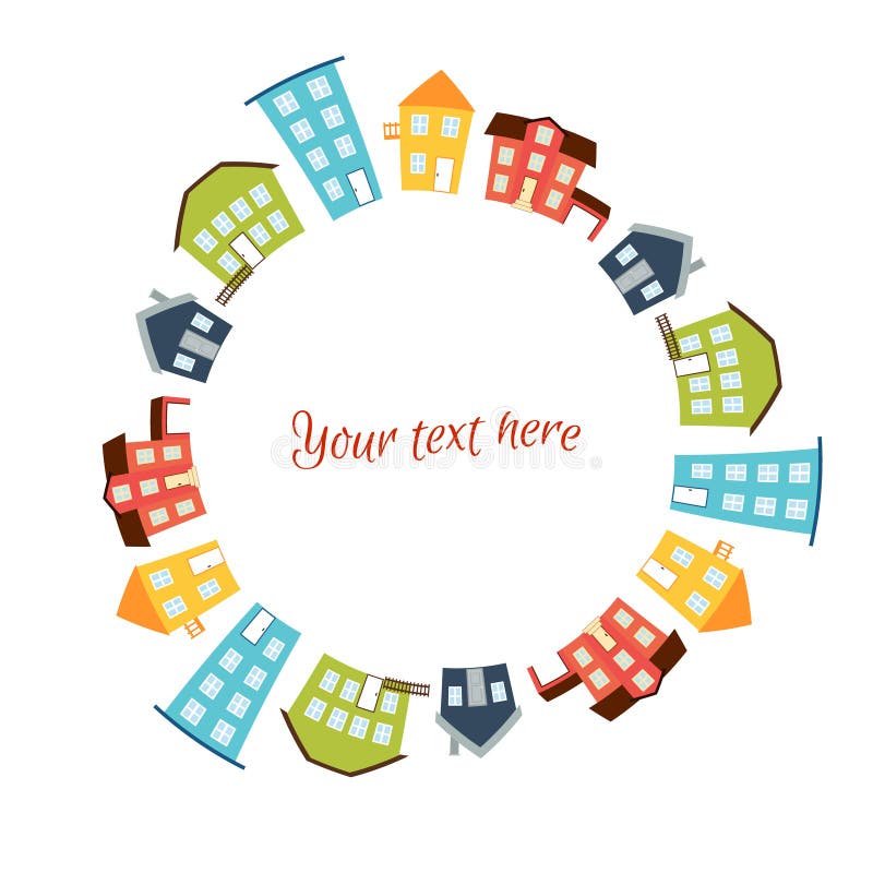 Houses Round Border Yellow Stock Illustrations – 3 Houses Round Border ...