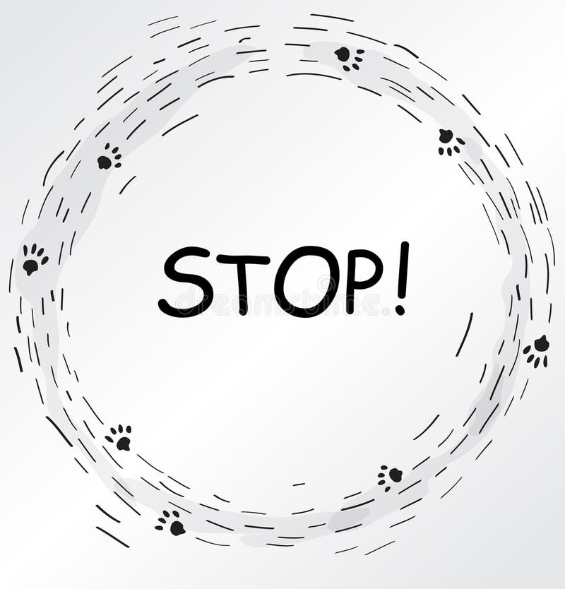 Circular Frame with Cat Foot Prints Stock Vector - Illustration of ...