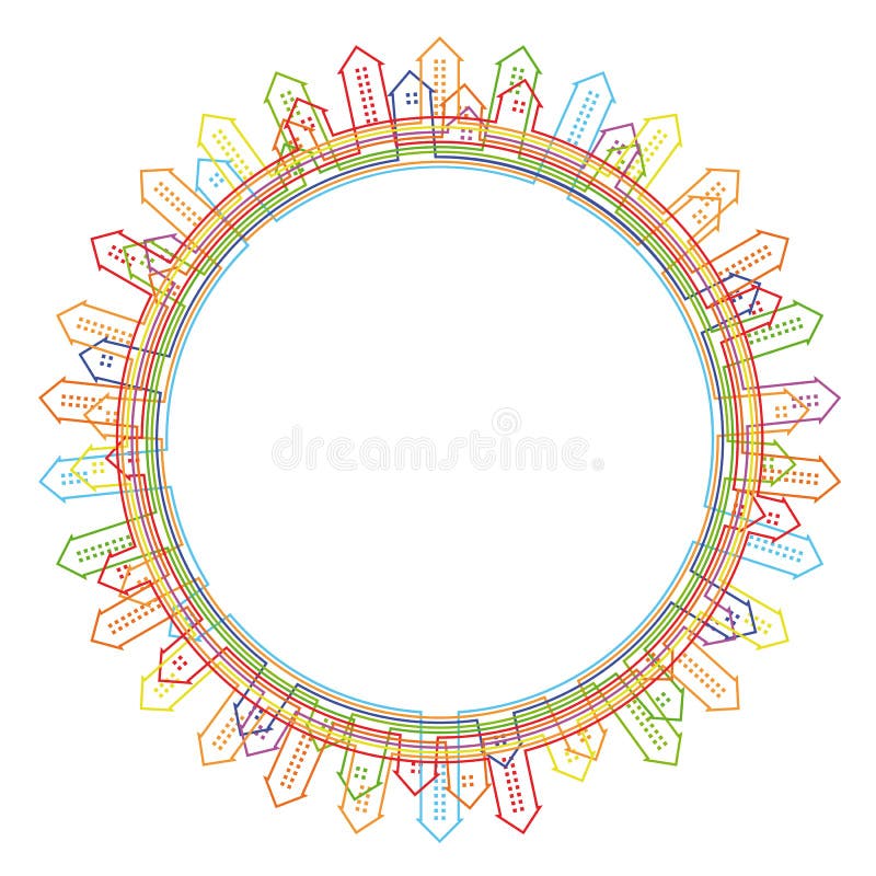 City Silhouette Into Oval Shape Stock Vector - Illustration of ...