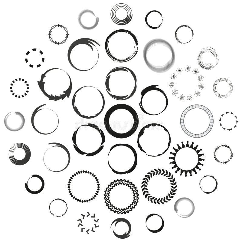 Circular Frame Collection. Various Decorative Designs. Black and Gray ...