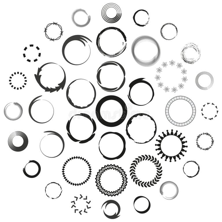 Circular Frame Collection. Various Decorative Designs. Black and Gray ...