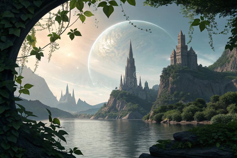 A Circular Frame that Contains a Fantastical Landscape. within this ...