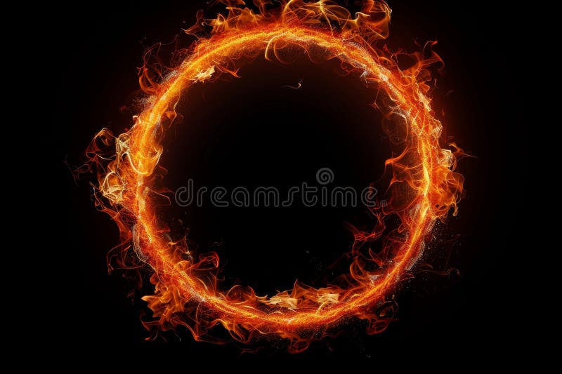 Circular Frame Created from Fiery Flames Burning in Circle Formation ...