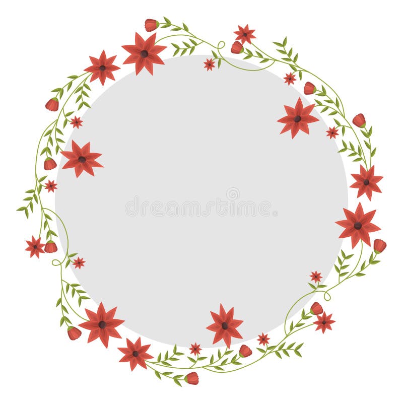 Circular Frame with Creepers and Red Flowers Stock Vector ...