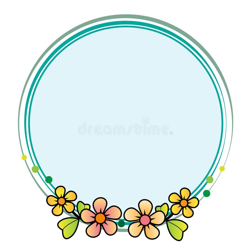 Circular Frame Decorated with Cute Flowers Stock Illustration ...