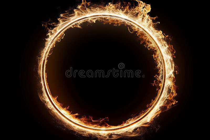 Circular Frame of Fiery Flames Creating a Circle Shape, Isolated on ...