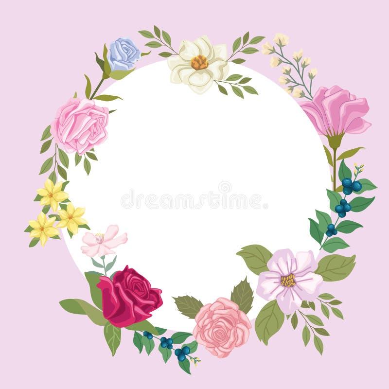 Circular Frame with Flowers Stock Vector - Illustration of flora ...