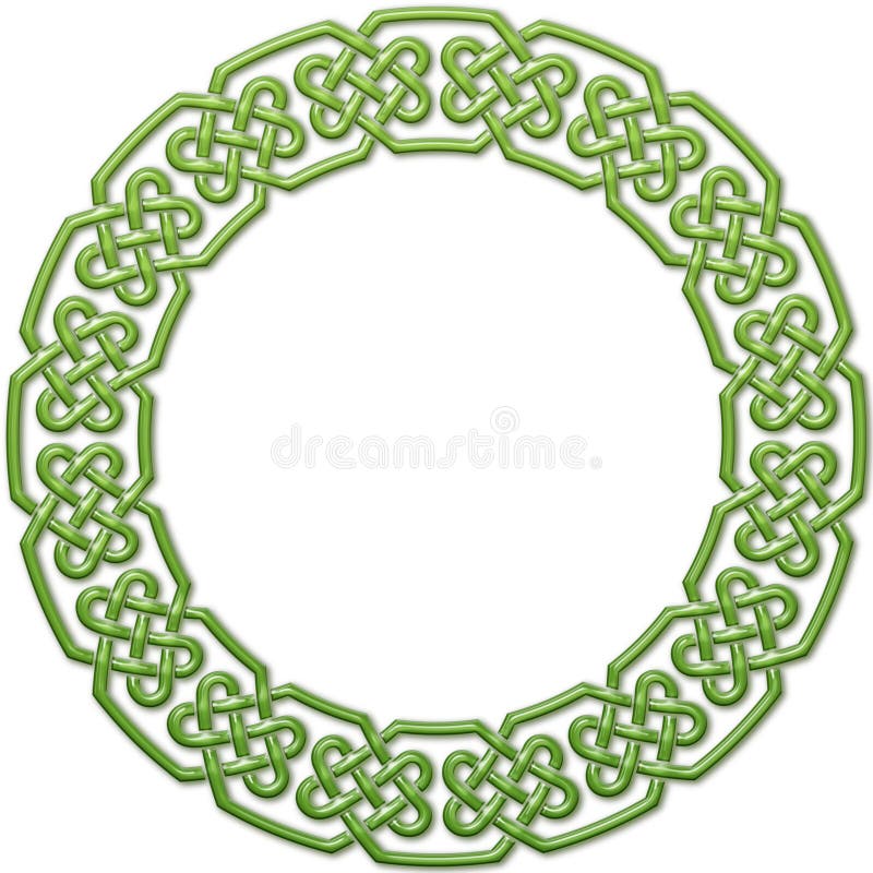 Circular Frame with Green Celtic Knots Stock Image - Illustration of ...