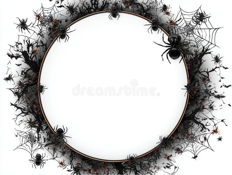 Creepy Halloween Frame Featuring Spiders, Cobwebs, and Dark Trees ...