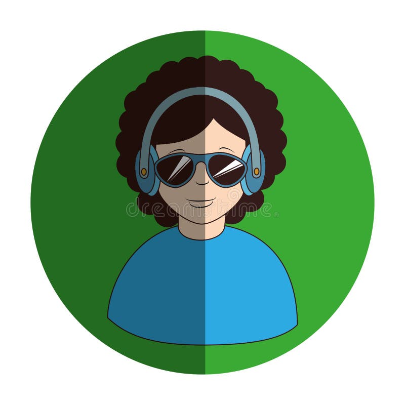 Circular Frame of Man with Headset Stereo Stock Vector - Illustration ...