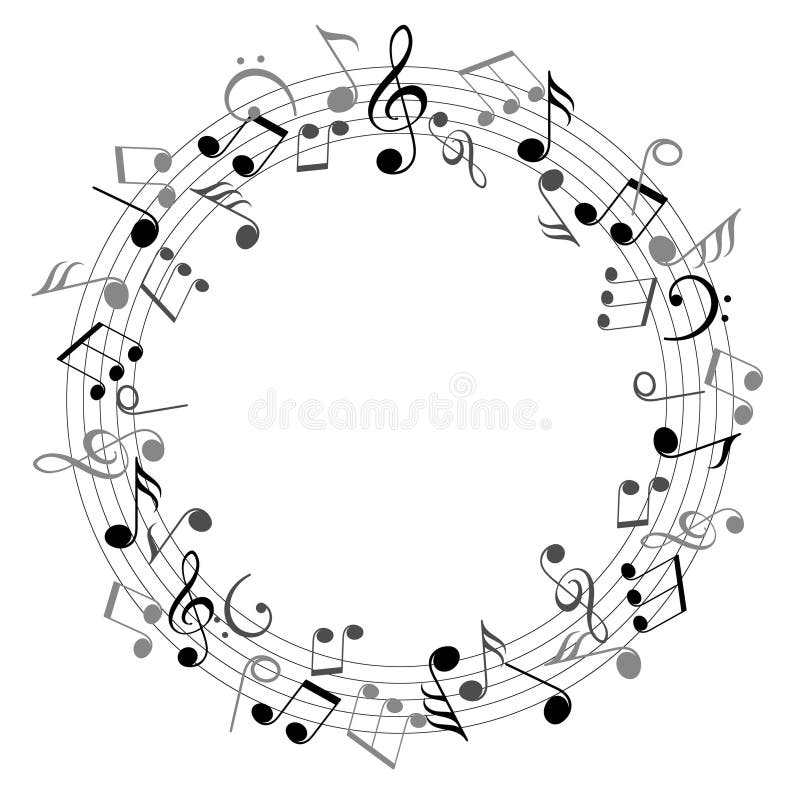 Circular Frame with Musical Notes, Dynamic Music Abstract Design ...